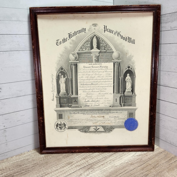 Masonic Certificate - Etsy