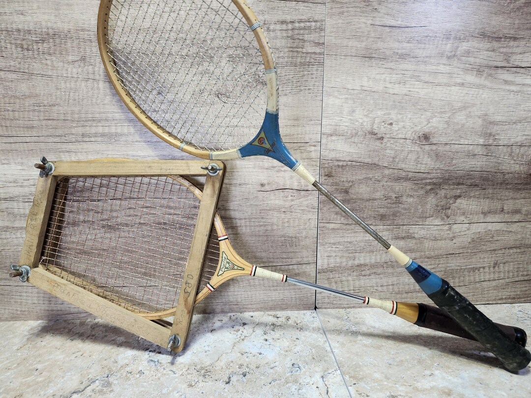 Set 2 Badminton Racquets With Frame, Racket, Vintage, Retro, Wood ...