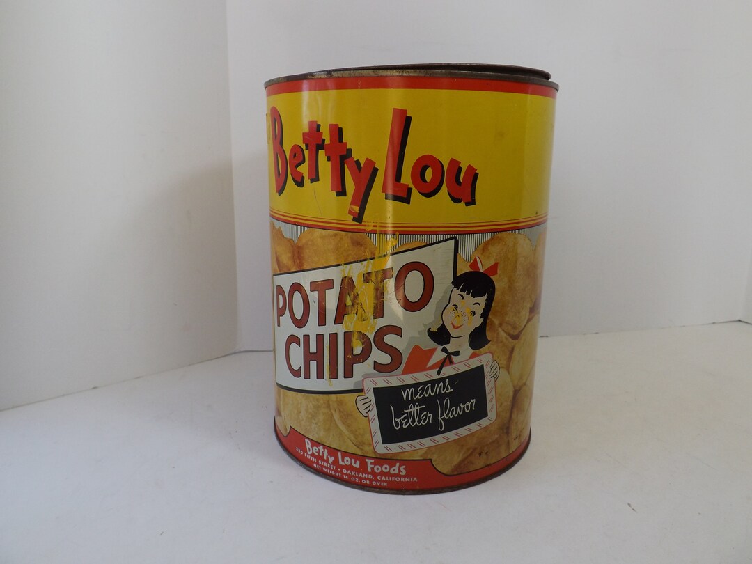 Batty Lou Potato Chips Tin, Can, Vintage, Metal, Decor Decoration ...