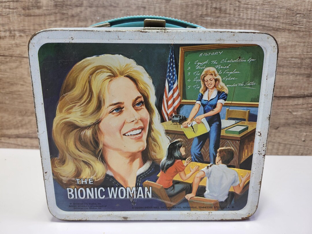 Bionic Woman Metal Lunchbox, Vintage, Tin, TV Show, 70s, White Blue ...