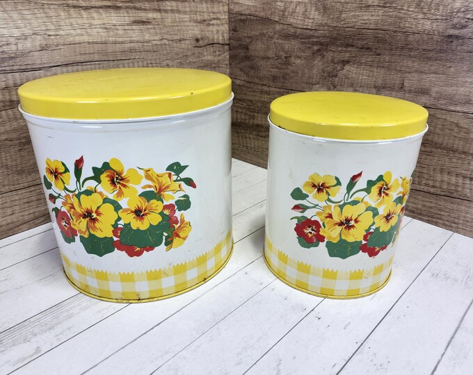 2 Piece Canister Set, Vintage Retro, Kitchen, Pantry, Display, Plaid ...