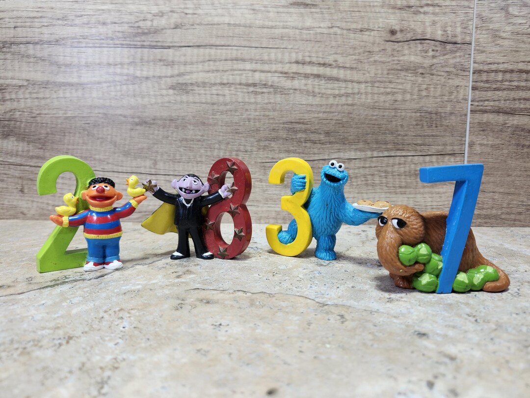 Set 4 Sesame Street Plastic Figures, Numbers, Applause, Vintage, Toy ...