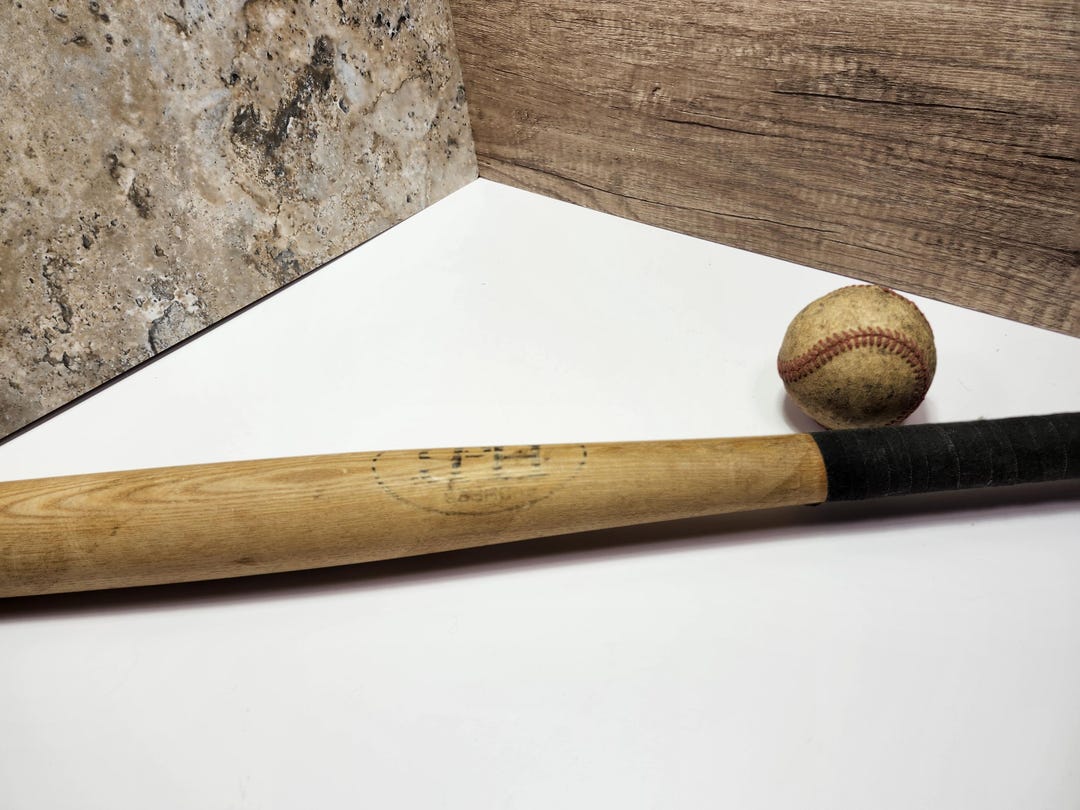 Wooden Softball Bat and Baseball, Vintage, Sports, Equipment, Display ...
