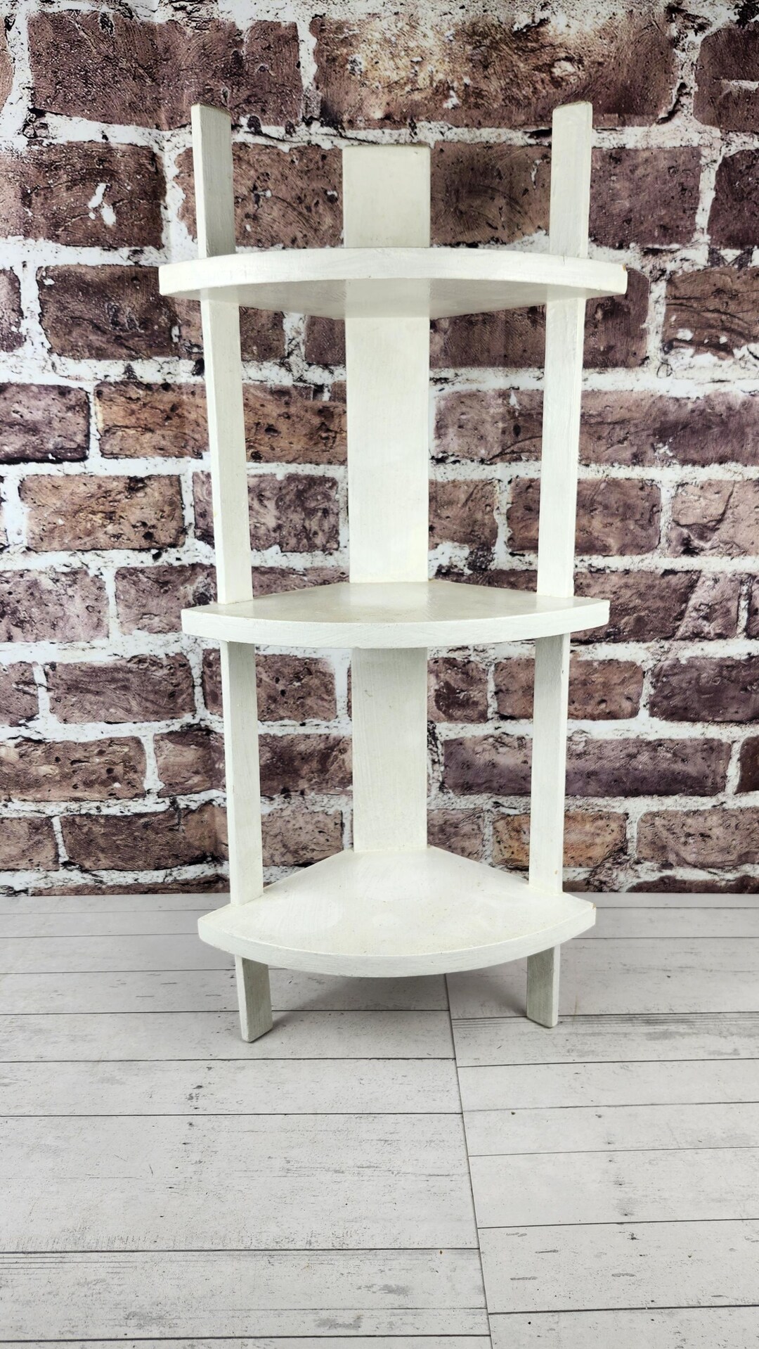 Vintage Wooden Corner Shelf: White Painted Chippy Wall Decor - Etsy