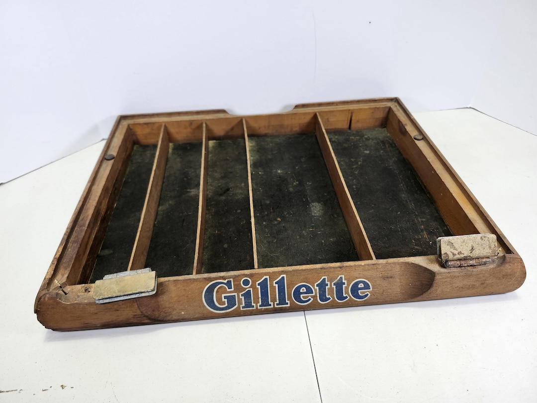 Gillette Display Case, Vintage, Wood Advertisement, Shaving Shave, Man ...