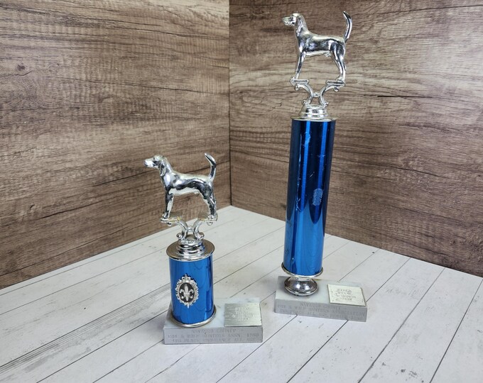 Vintage Dog Trophies Set: Blue Beagle Hound Collectibles - Etsy
