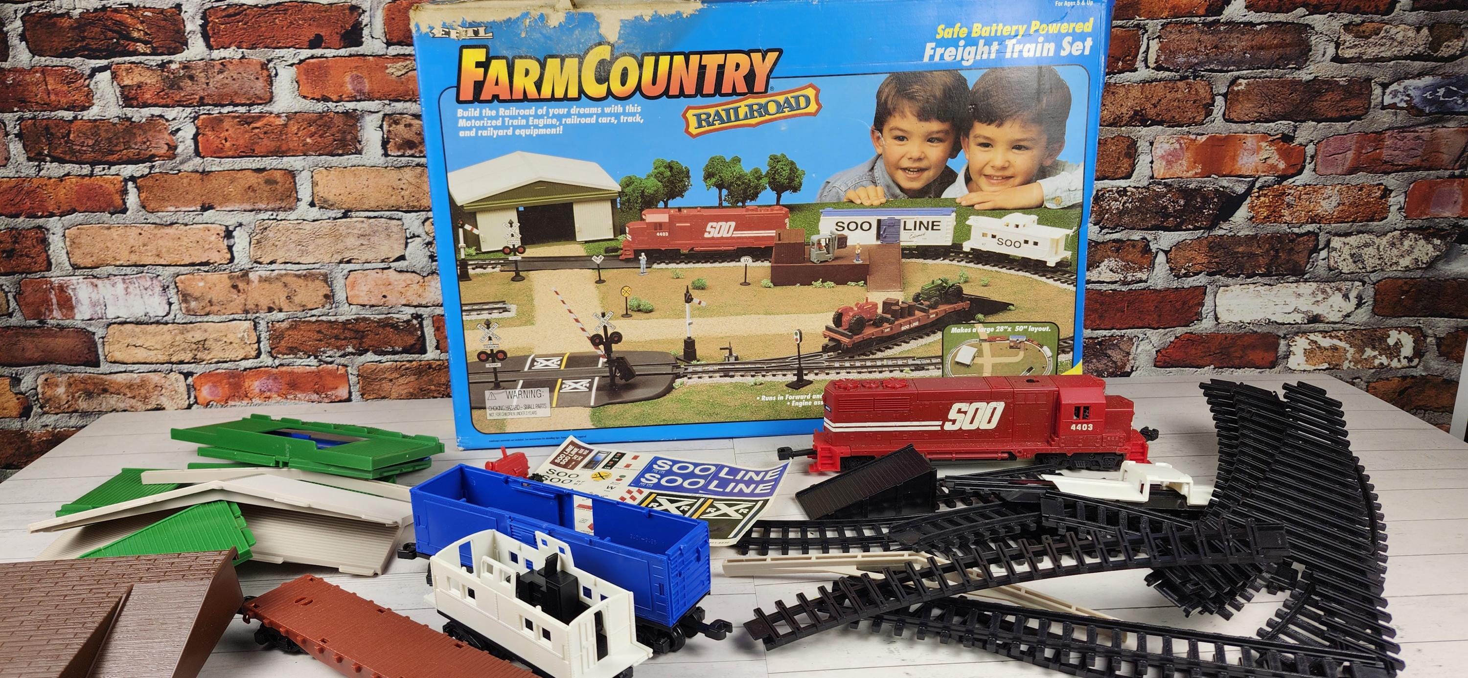 Vintage Ertl Farm Country Railroad Set, 1995: Battery Plastic Toy Train ...