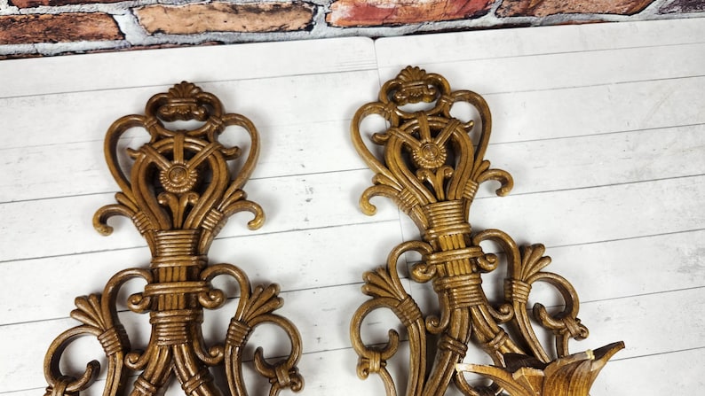 Vintage Dart Industries Candle Sconces, Faux Rattan Scroll, 1977 - Etsy
