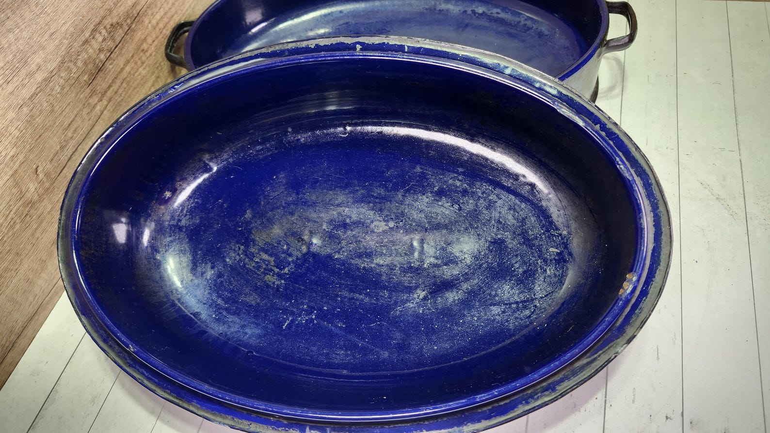 Vintage Blue Enamel Roaster: Farmhouse Kitchen Decor - Etsy
