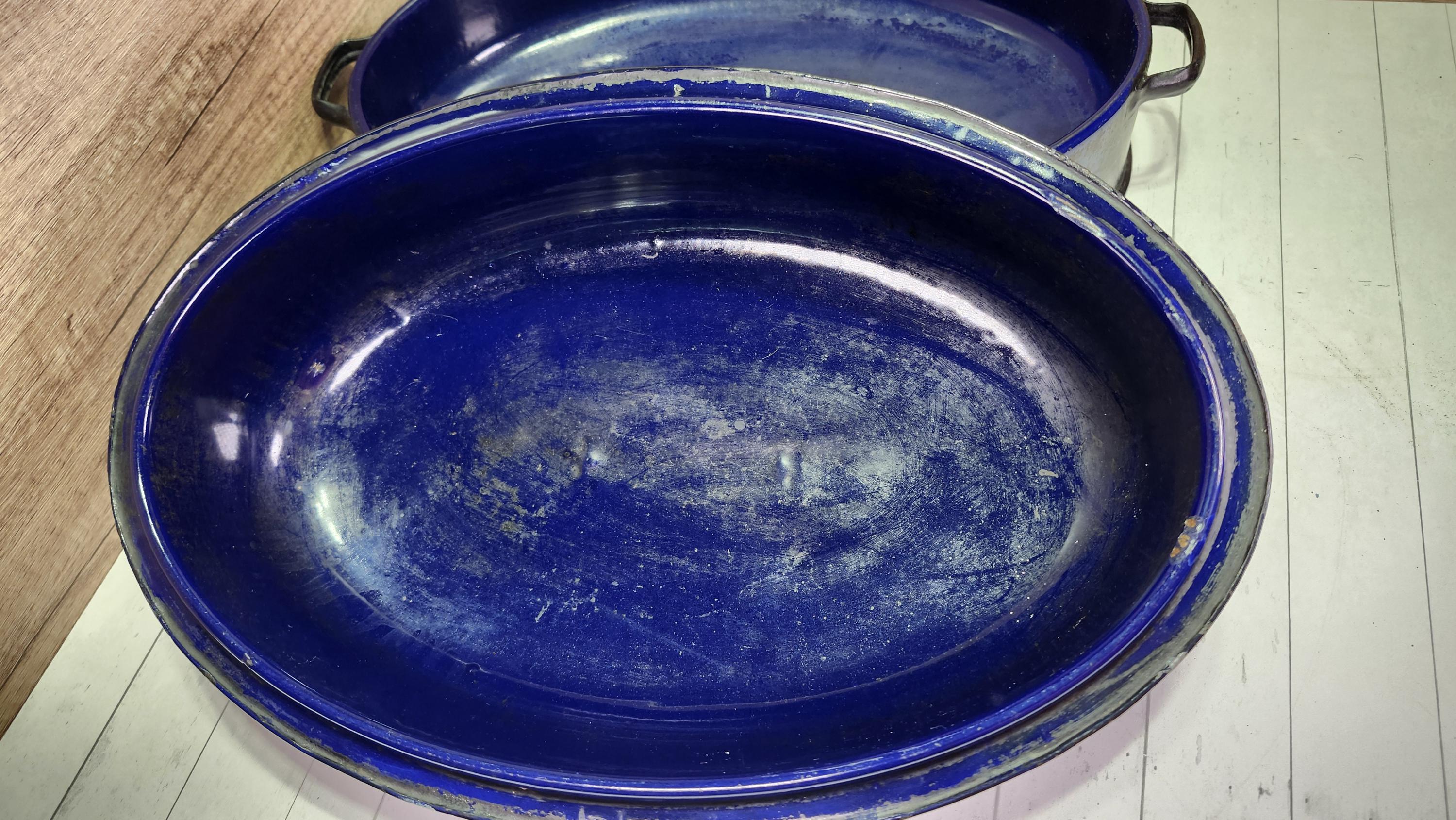 Vintage Blue Enamel Roaster: Farmhouse Kitchen Decor - Etsy