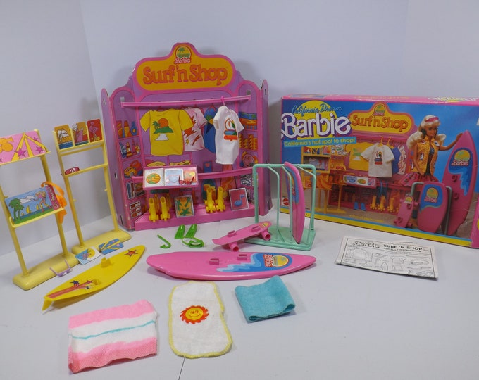 Vintage 1989 Barbie Beach Blast Surf N Shop & Original Box Mattel Not ...