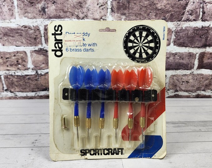 Vintage Sportcraft Dart Caddy With Brass Darts: Retro Pub Bar Decor - Etsy
