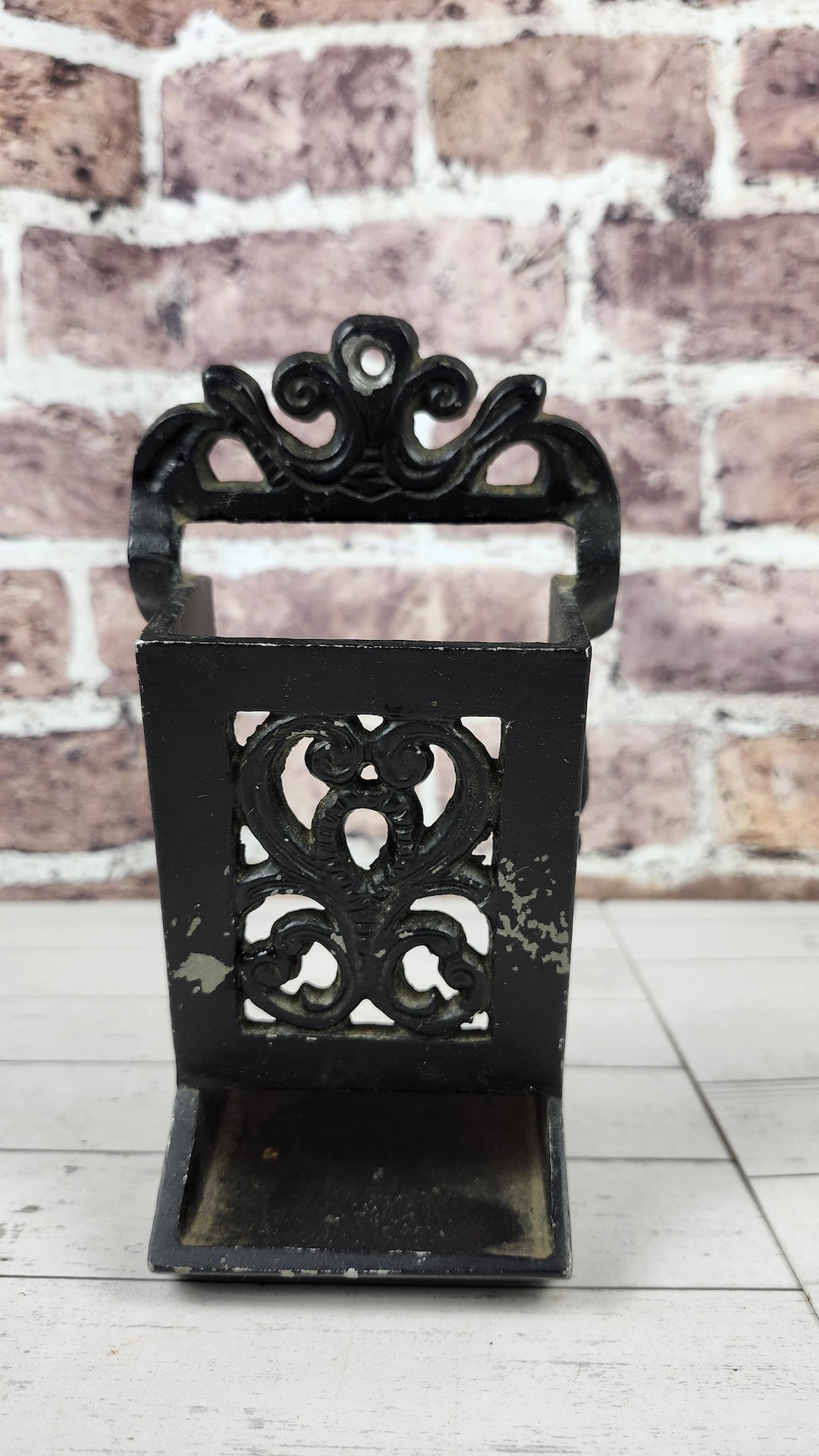 Vintage Cast Iron Match Box Holder: Rustic Fireplace & Candle Wall ...