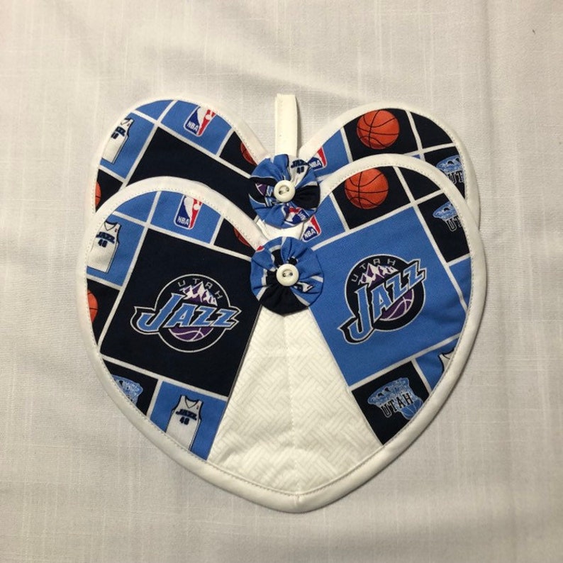 Utah Jazz Basketball NBA Heart Shaped Hot Pad Oven Mitt Pot - Etsy
