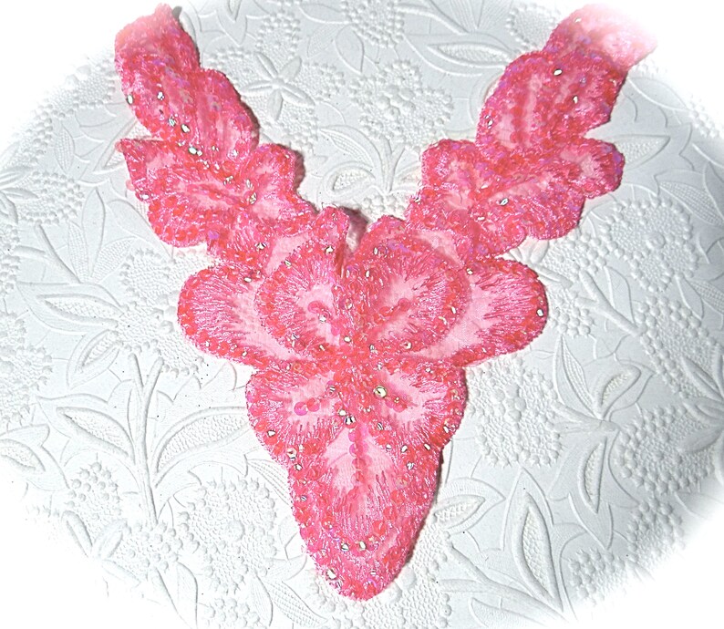 Hot Pink Yoke Applique Sequin Appliques Costume Trims Collars BA-206 - Etsy