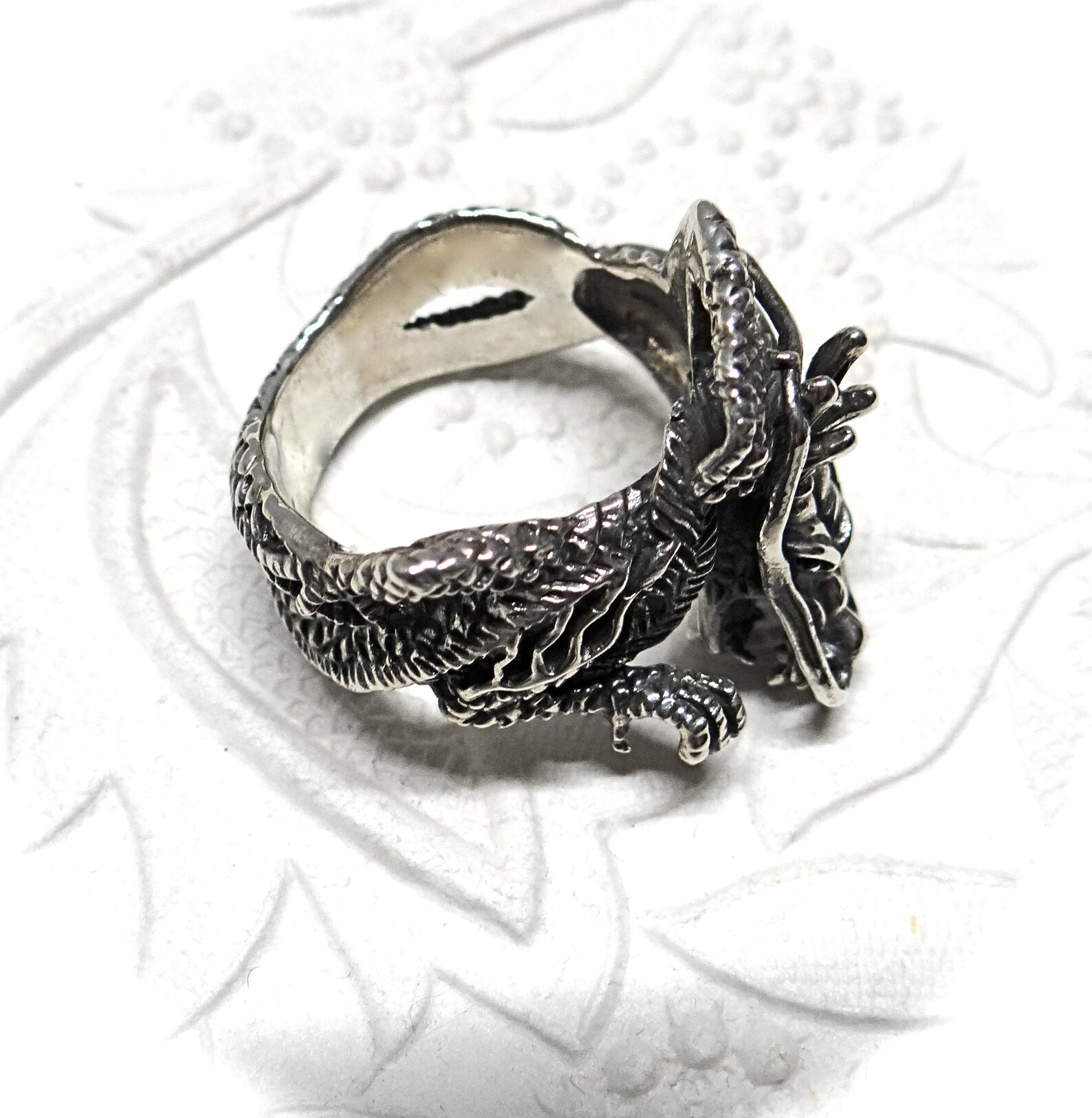 Sterling Dragon Ring Men's Rings Vintage Chinese Dragon Jewelry VA-102 ...