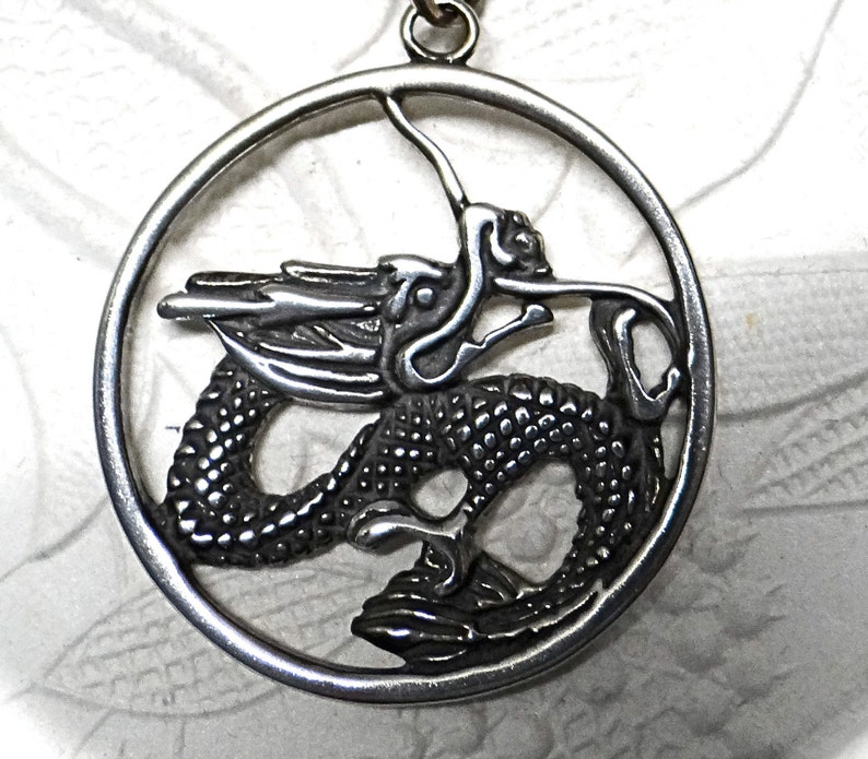 Chinese Dragon Pendant & Chain Sterling Silver Vintage Charm - Etsy