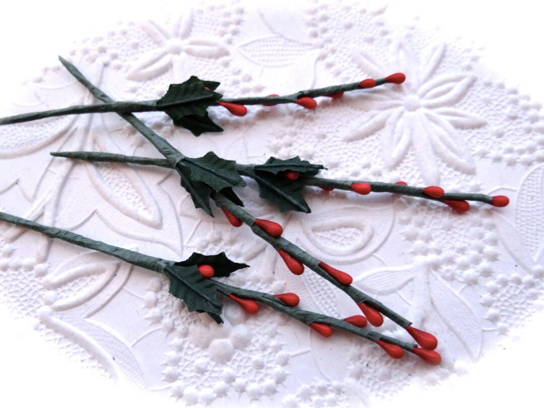 4 Vintage Holly Picks Floral Supplies Holiday Decor FL-128 - Etsy
