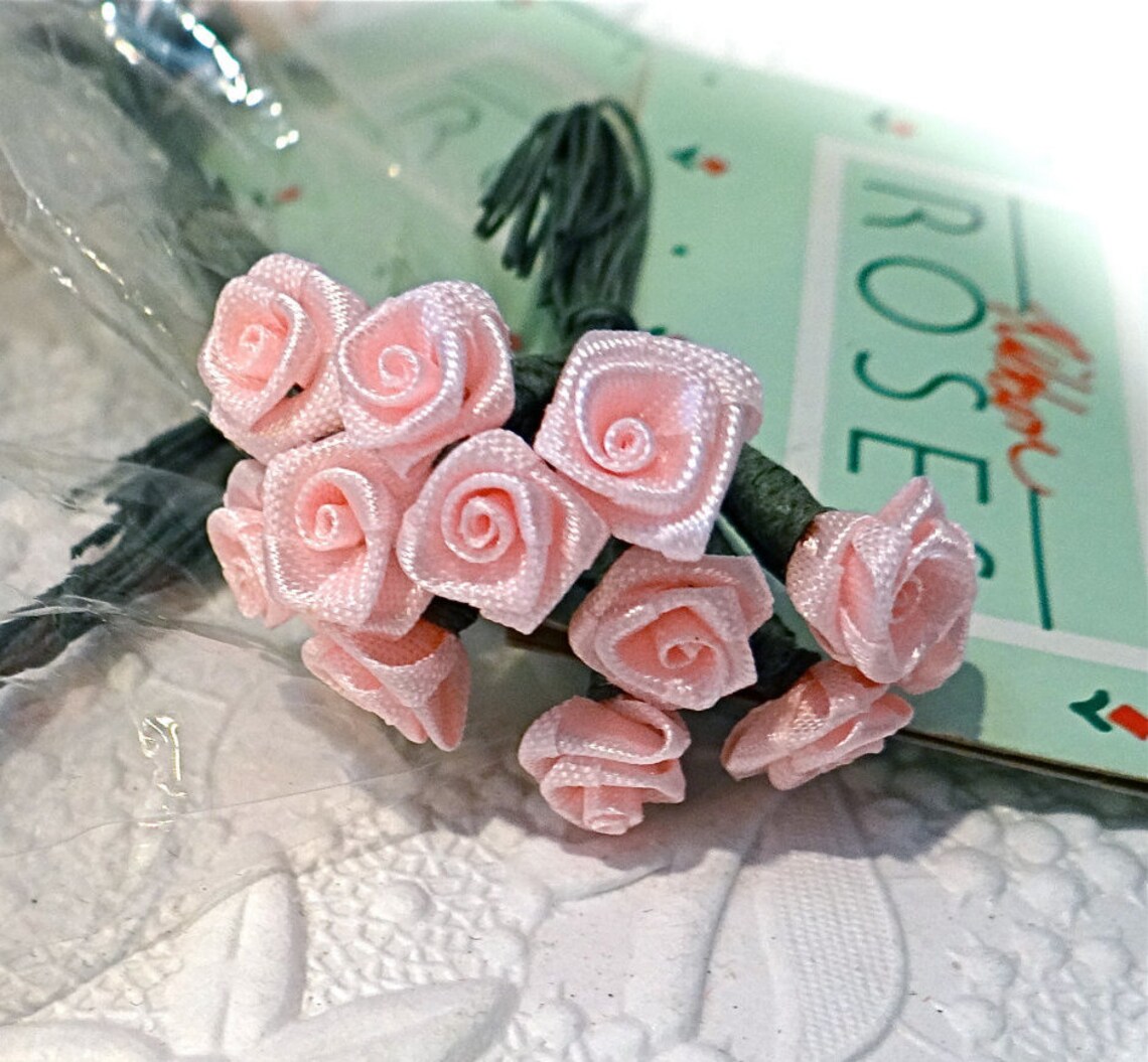 Pink Ribbon Roses 3 Bunches Floral Supplies Crafts RR-104 | Etsy