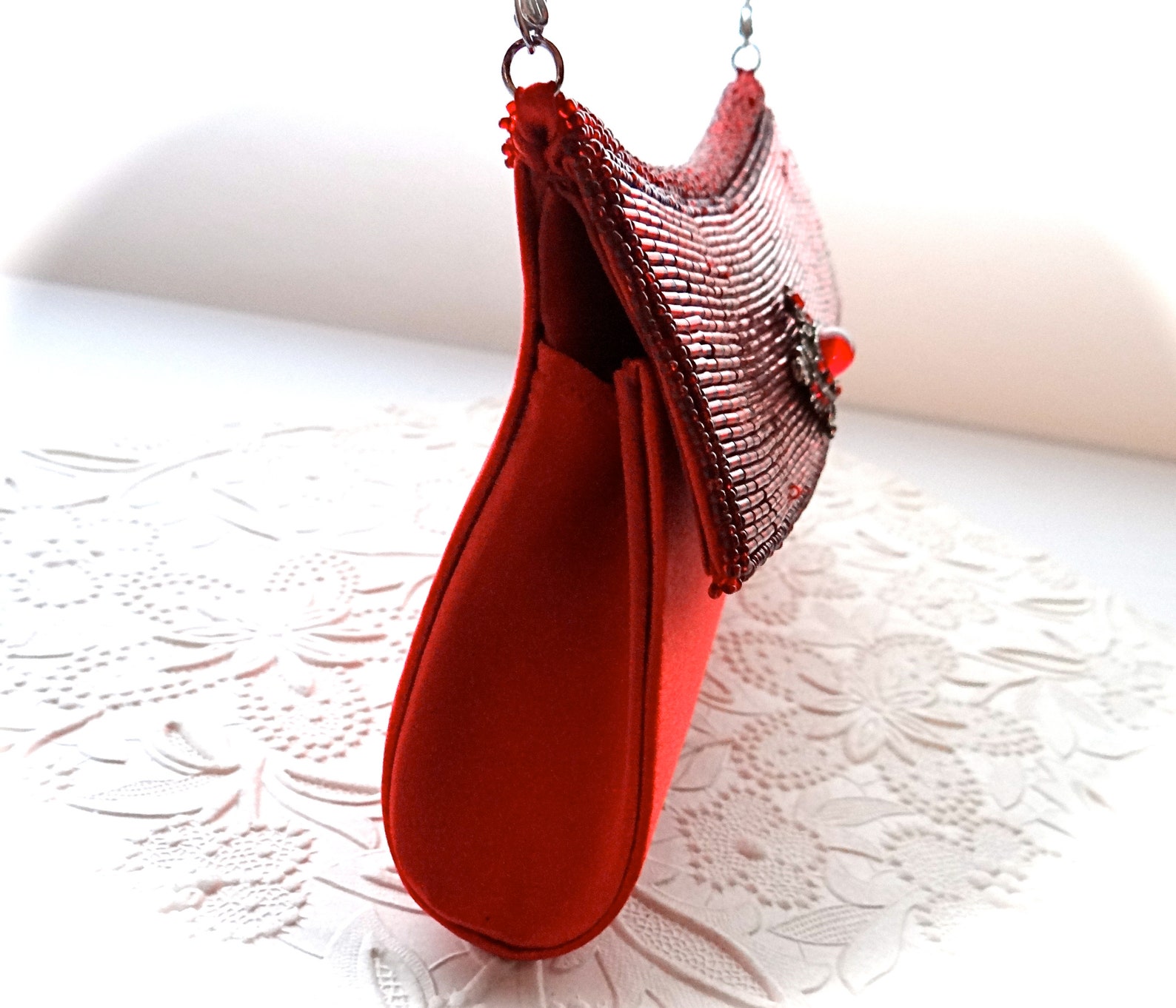 Red Beaded Evening Bag Vintage Handbags Accessories VH-149 - Etsy