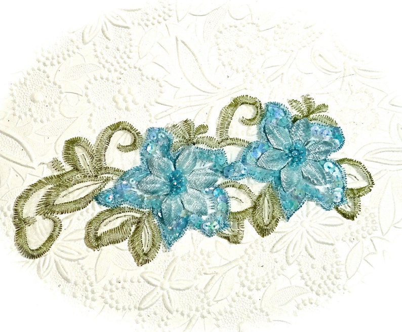 Baby Blue Applique Sequin Applique Costumes Sewing Trims BA-204 - Etsy