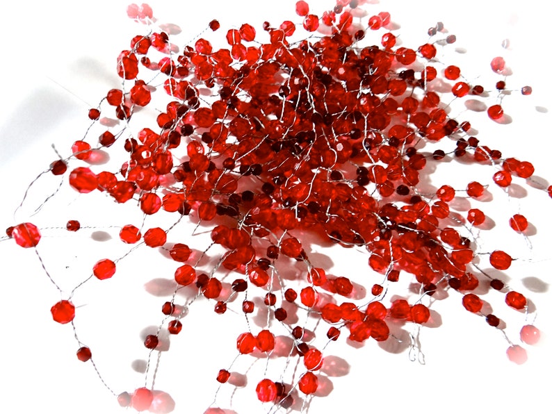 70 Red Wired Beads Craft Supplies Floral Supplies FL-132 | Etsy