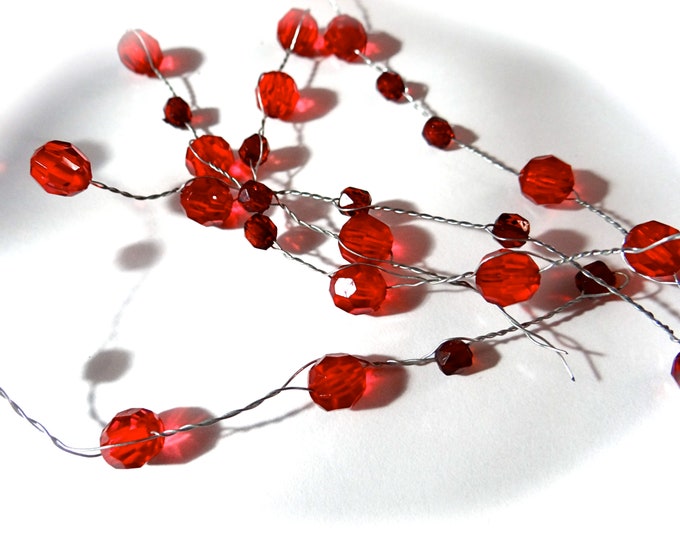 70 Red Wired Beads Craft Supplies Floral Supplies FL-132 - Etsy