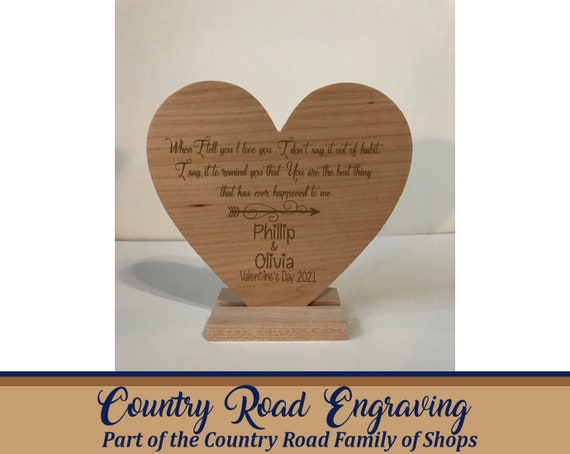 Wooden Heart Desk Sign Shelf Sitter Valentines Personalized - Etsy