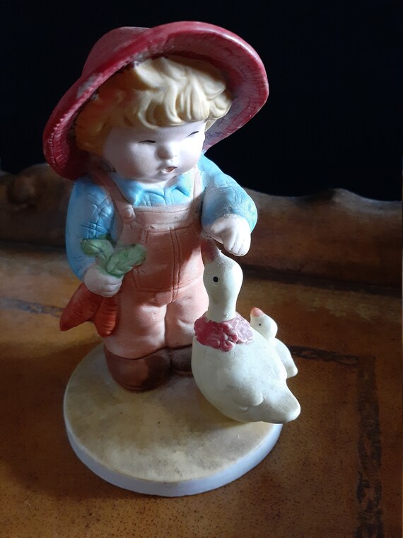 1987 Anco Boy With Ducks Figurine | Etsy