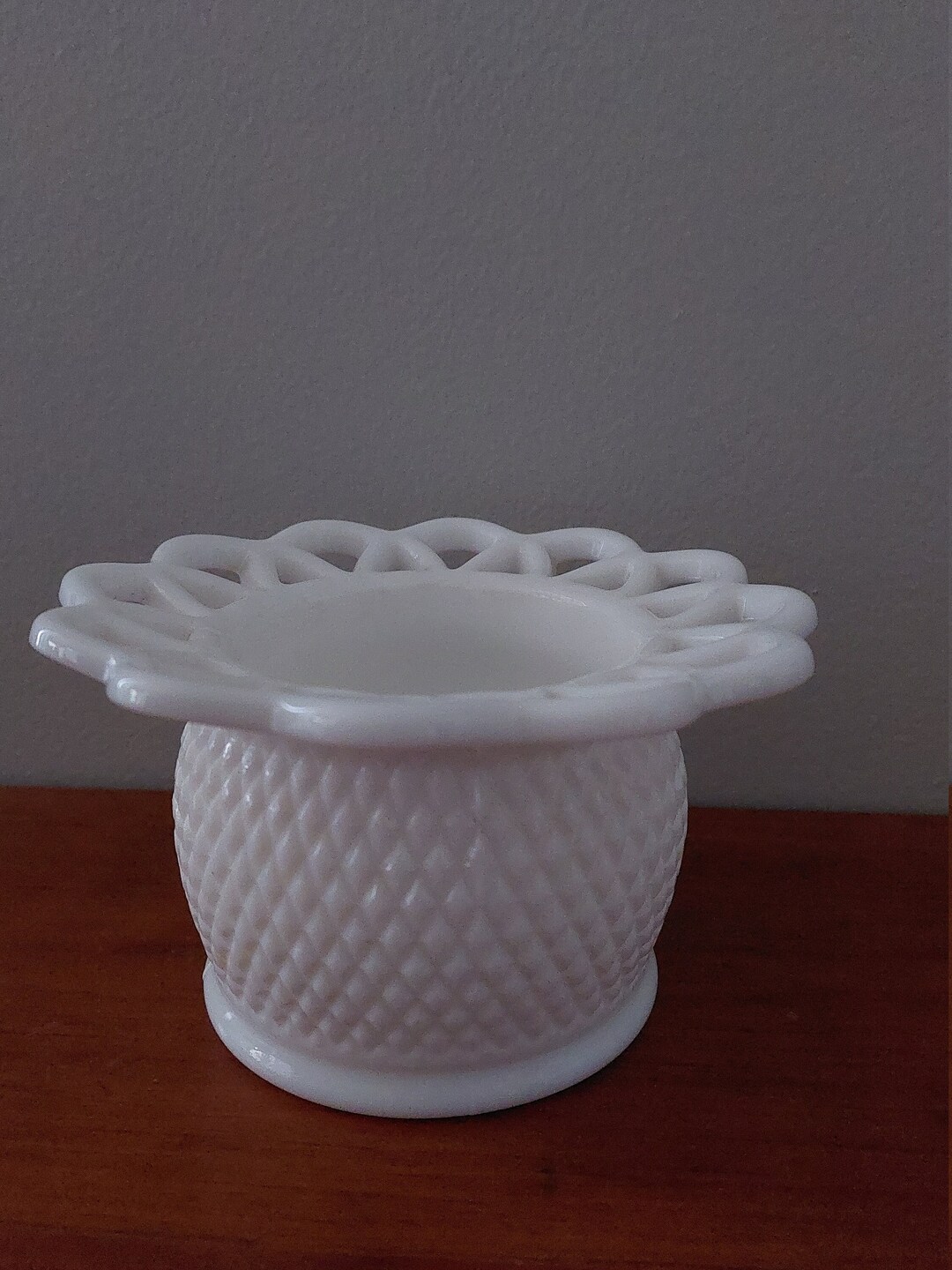 Vintage 1950's Imperial Milk Glass Diamond Cut With Lace Edge - Etsy