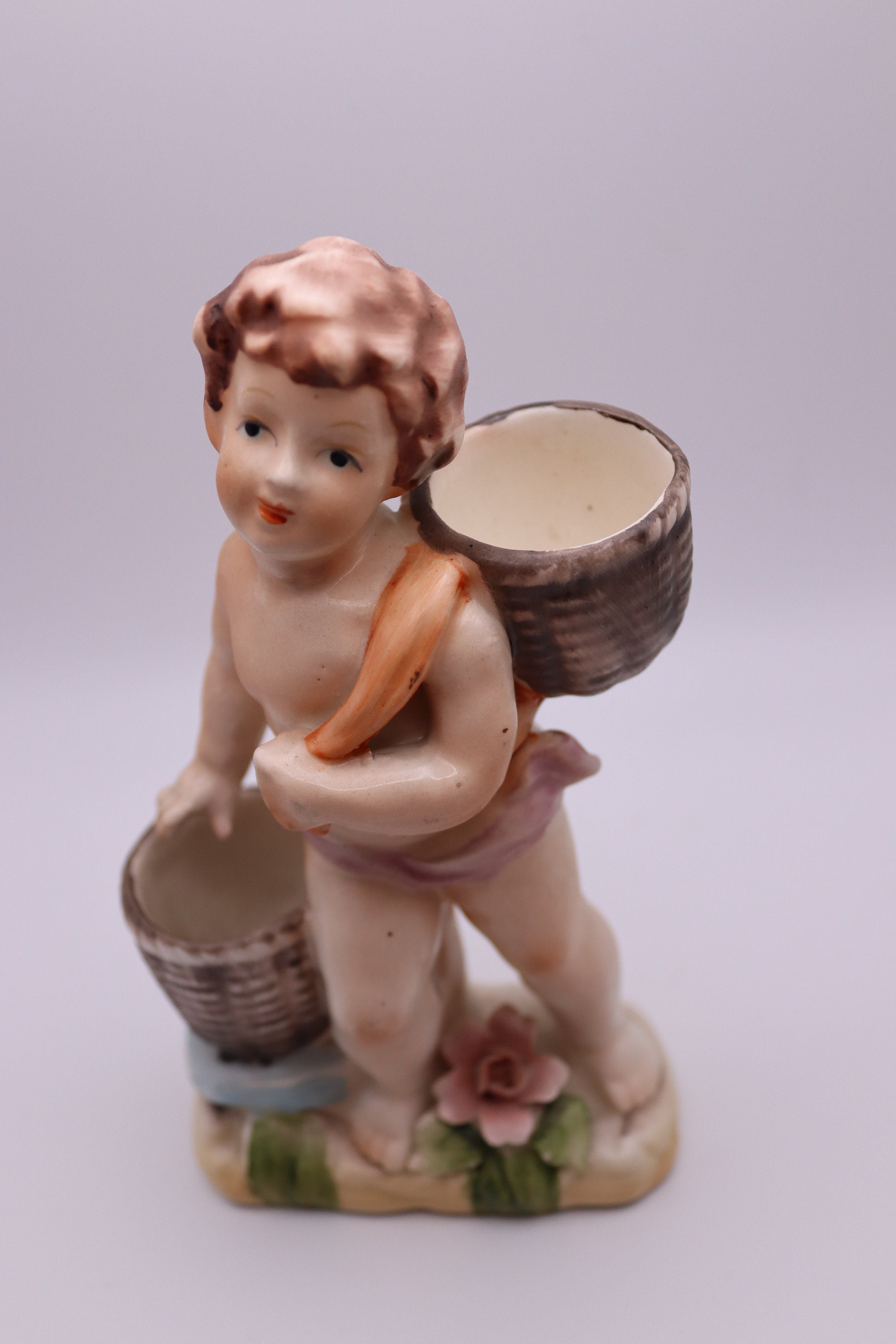 Vintage Hand Painted Bisque Porcelain Boy Carrying Baskets - Etsy