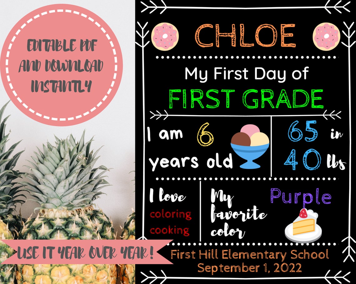 Editable First Day of School Sign Instant Download Printable - Etsy