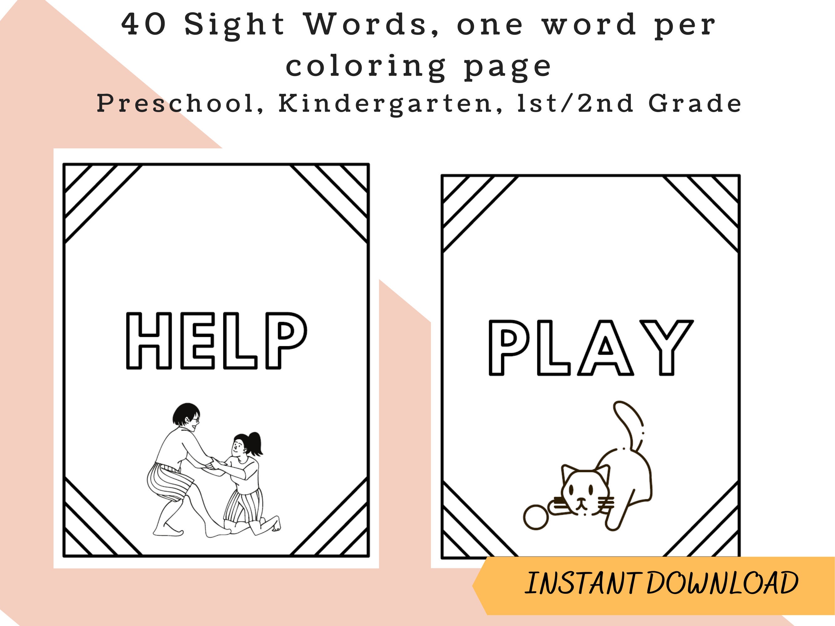 INSTANT DOWNLOAD DIY Printable Sight Word Coloring Book for - Etsy