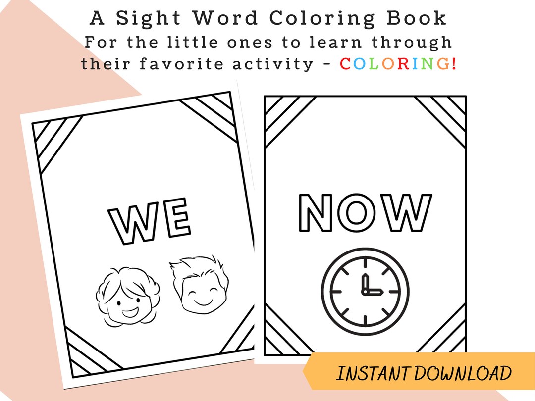 INSTANT DOWNLOAD DIY Printable Sight Word Coloring Book for Kids - Etsy