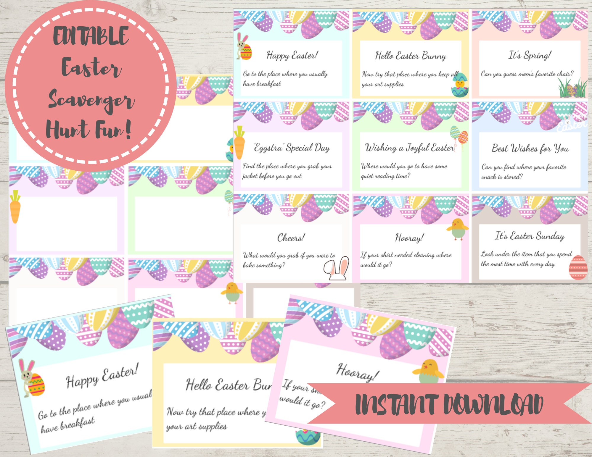 EDITABLE Easter Egg Scavenger Hunt Games - Party Activities Arts Crafts ...