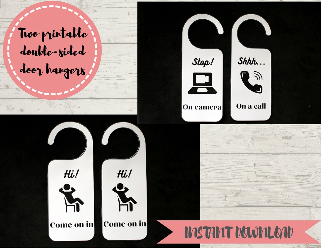 Printable Remote Working Door Hangers - Set of 2 - on Camera/zoom/in ...