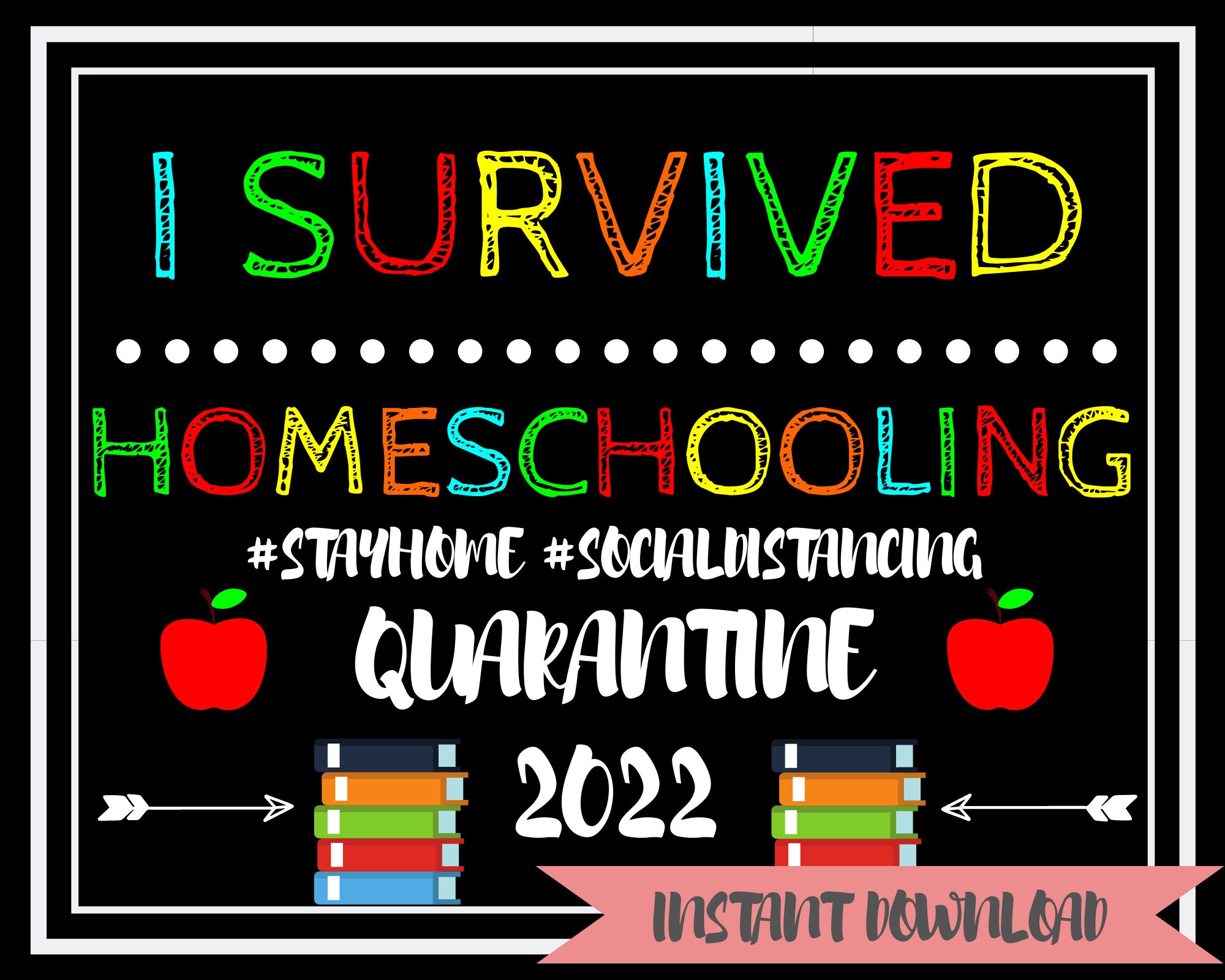 I Survived Homeschooling Quarantine 2021 Sign Last Day of School Sign ...