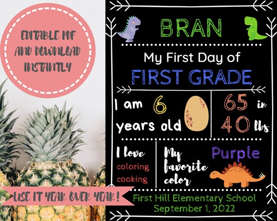 Editable First Day of School Sign Instant Download Printable - Etsy