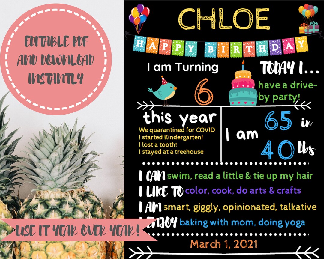 Editable Happy Birthday Interview Sign - Kid Party Decor Gift Instant ...