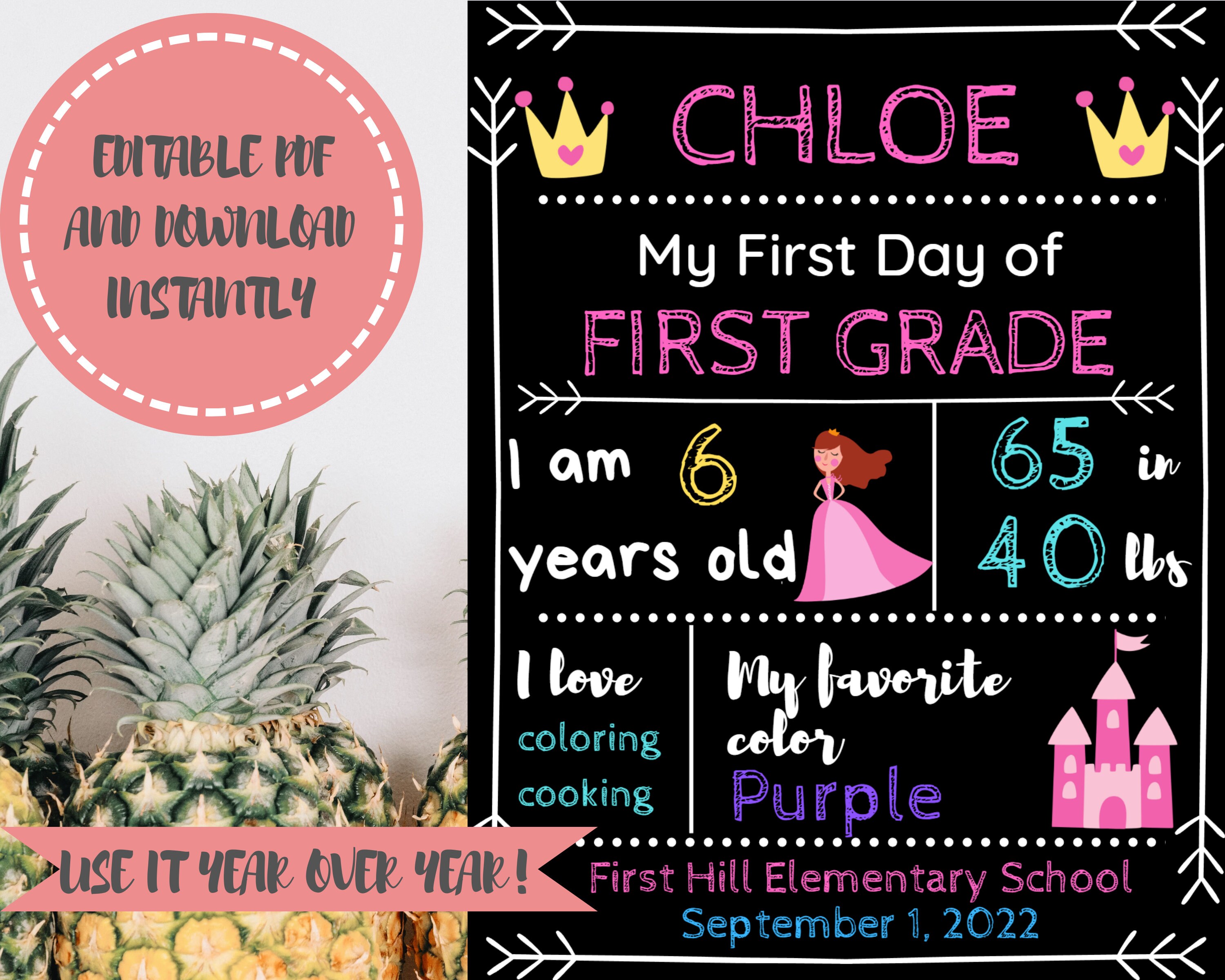 Editable First Day of School Sign Instant Download Printable PDF ...