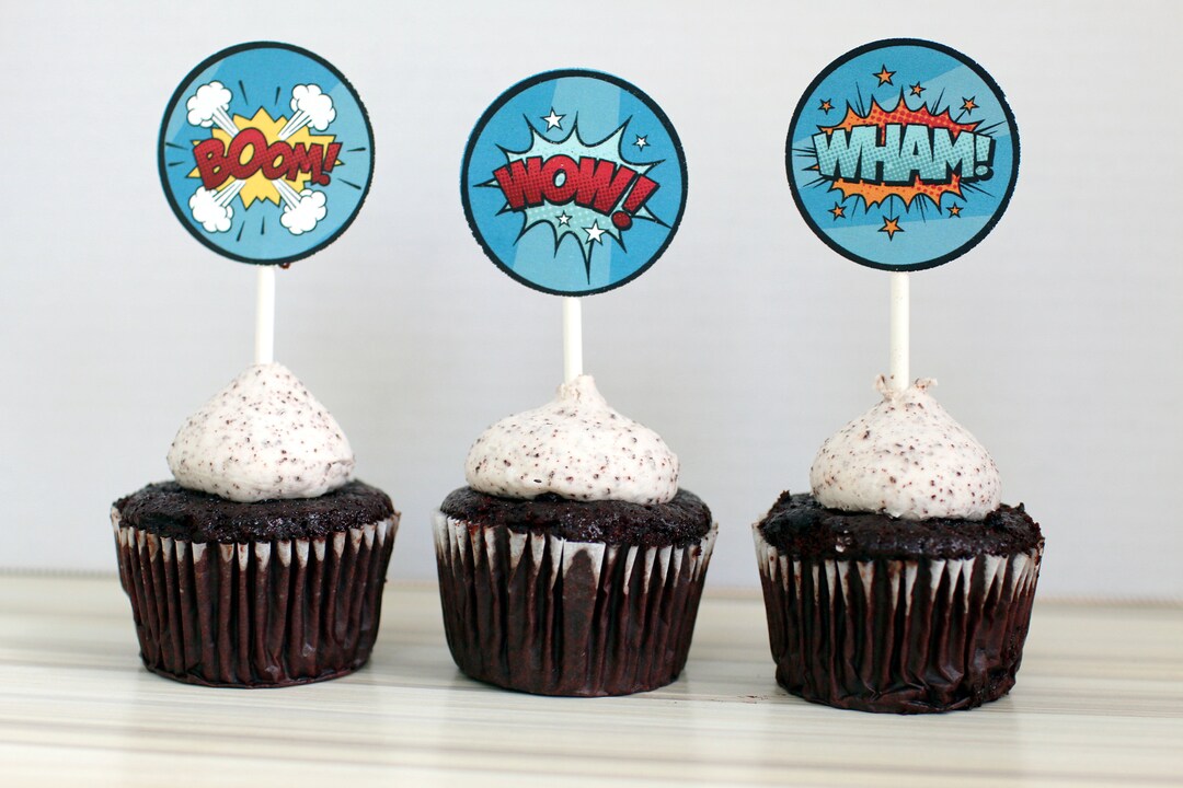 INSTANT DOWNLOAD DIY Printable Superhero Cupcake Toppers, Stickers ...