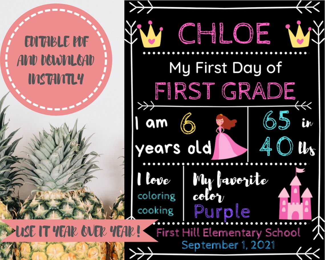 Editable First Day of School Sign Instant Download Printable | Etsy