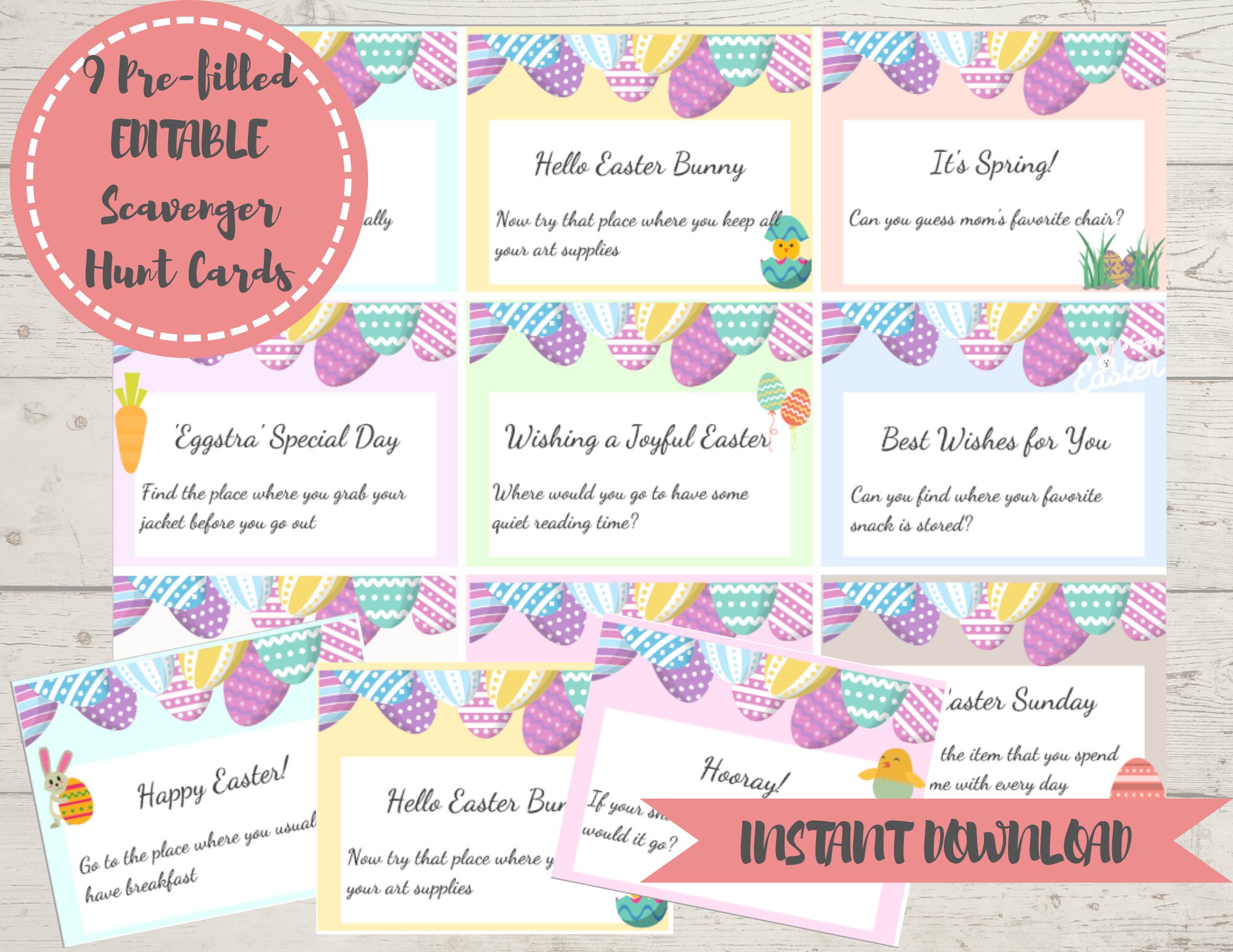 EDITABLE Easter Egg Scavenger Hunt Games - Party Activities Arts Crafts ...