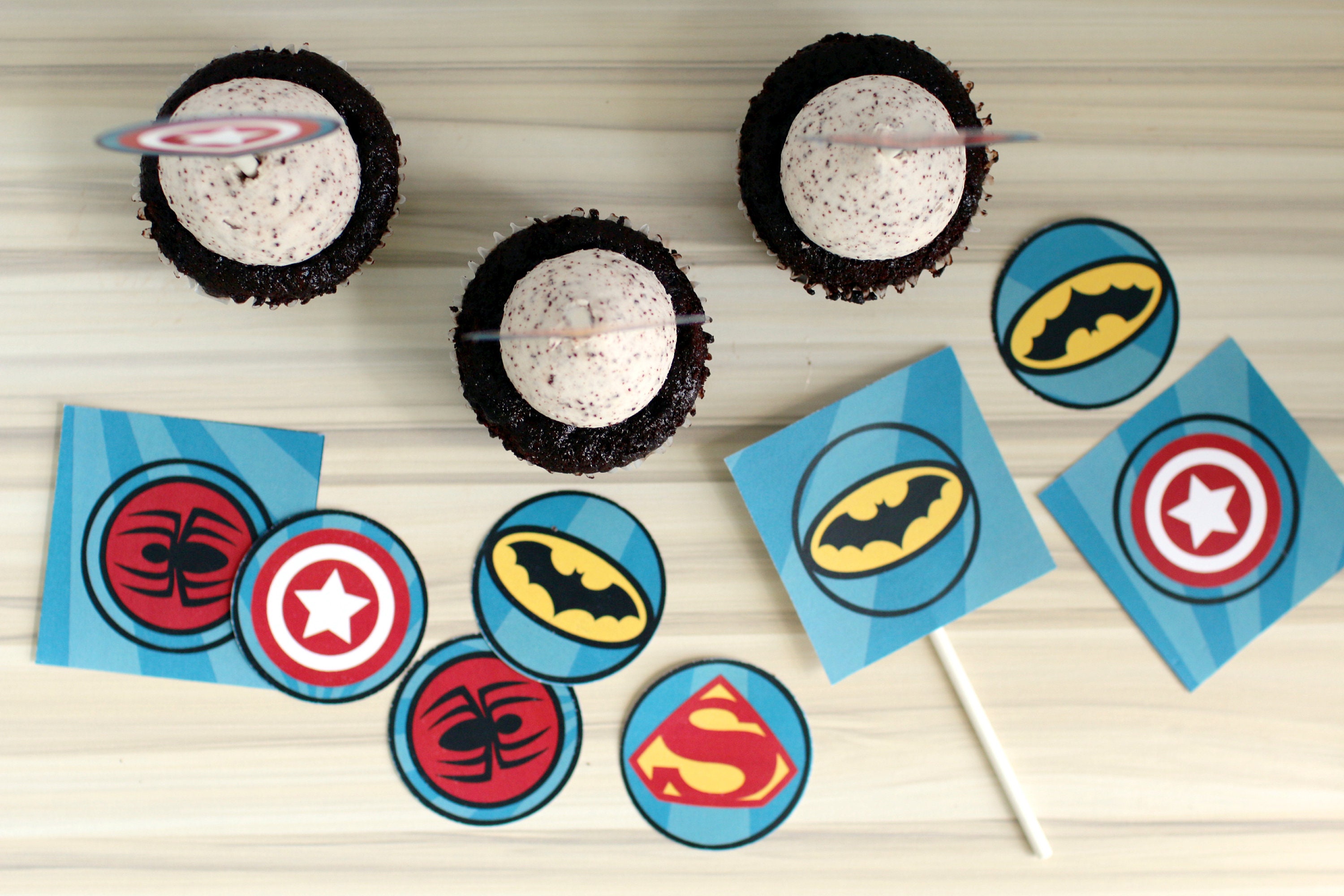 INSTANT DOWNLOAD DIY Printable Superhero Cupcake Toppers, Stickers ...