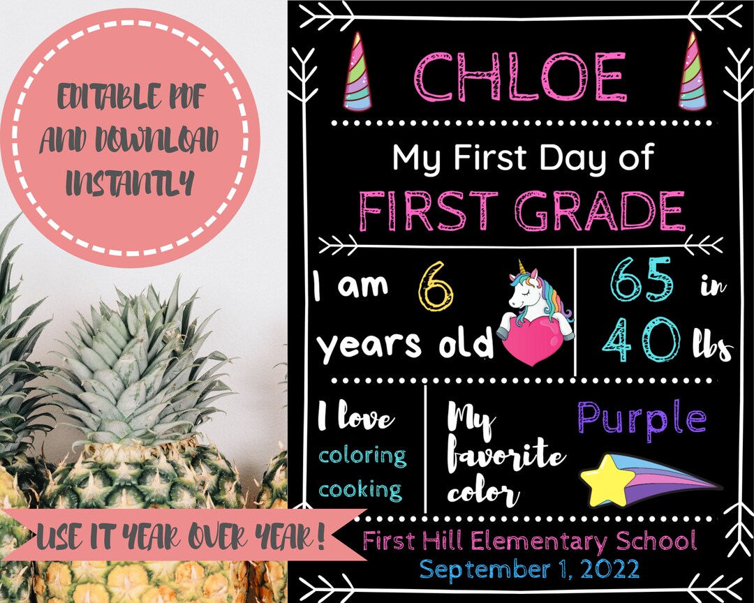 Editable First Day of School Sign Instant Download Printable PDF ...