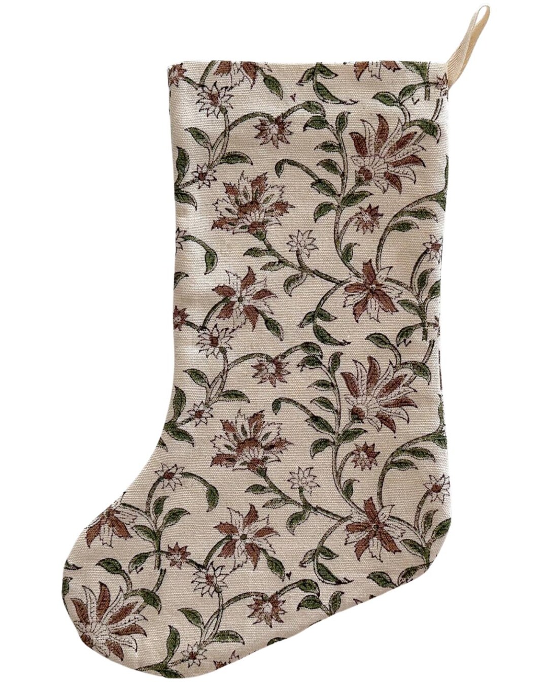 Amaryllis | Boho Christmas Stocking, Block Print Christmas Stocking ...