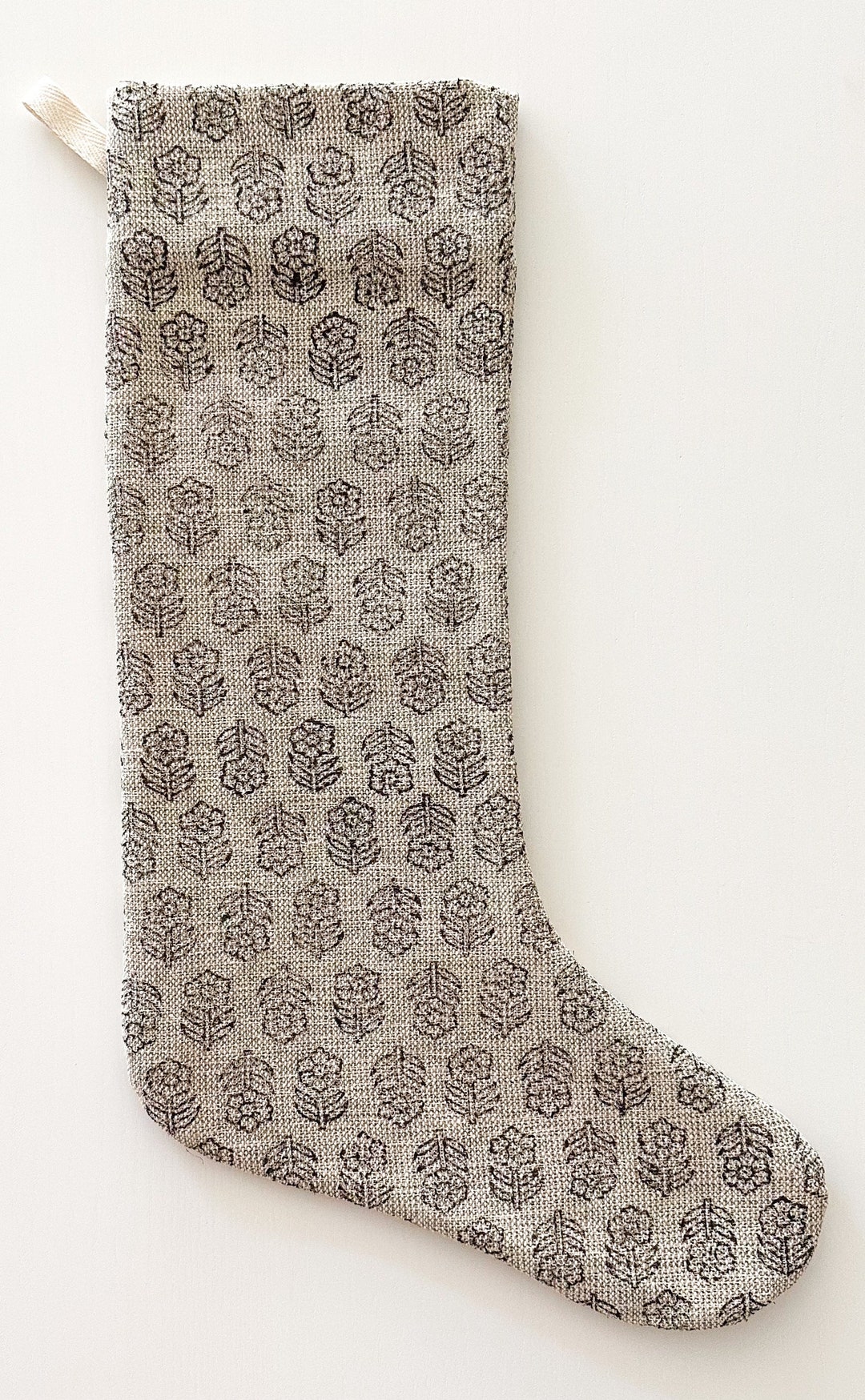 Wabi Holiday Stocking, Block Print Christmas Stocking, Decorative ...