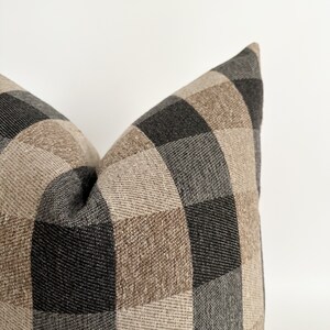 Brown Black Checkered Pillow Cover, Plaid Check Cushion Cover, Winter ...