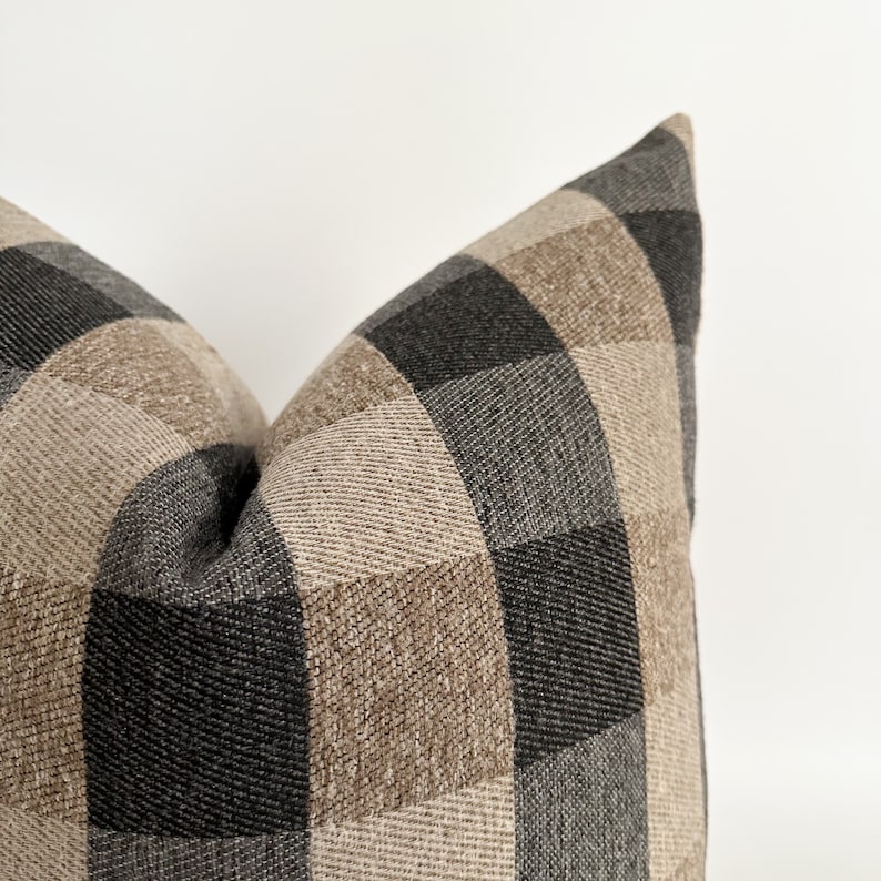 Brown Black Checkered Pillow Cover, Plaid Check Cushion Cover, Winter ...