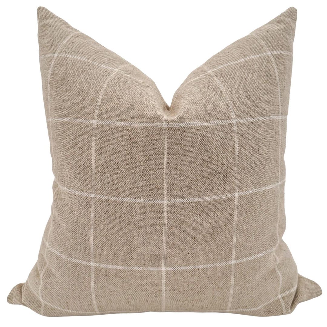 Windowpane Linen Pillow Cover, Natural Belgian Linen Pillows, Handmade ...